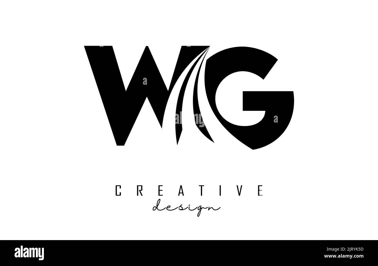 Creative black letter WG w g logo with leading lines and road concept ...