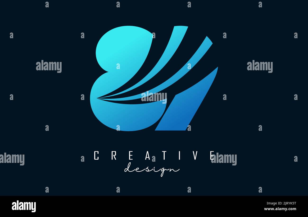 Creative number 89 8 9 logo with leading lines and road concept design ...