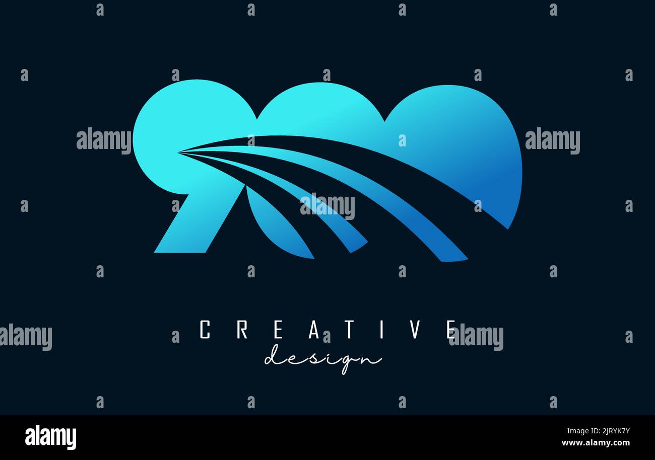 Creative number 900 logo with leading lines and road concept design ...