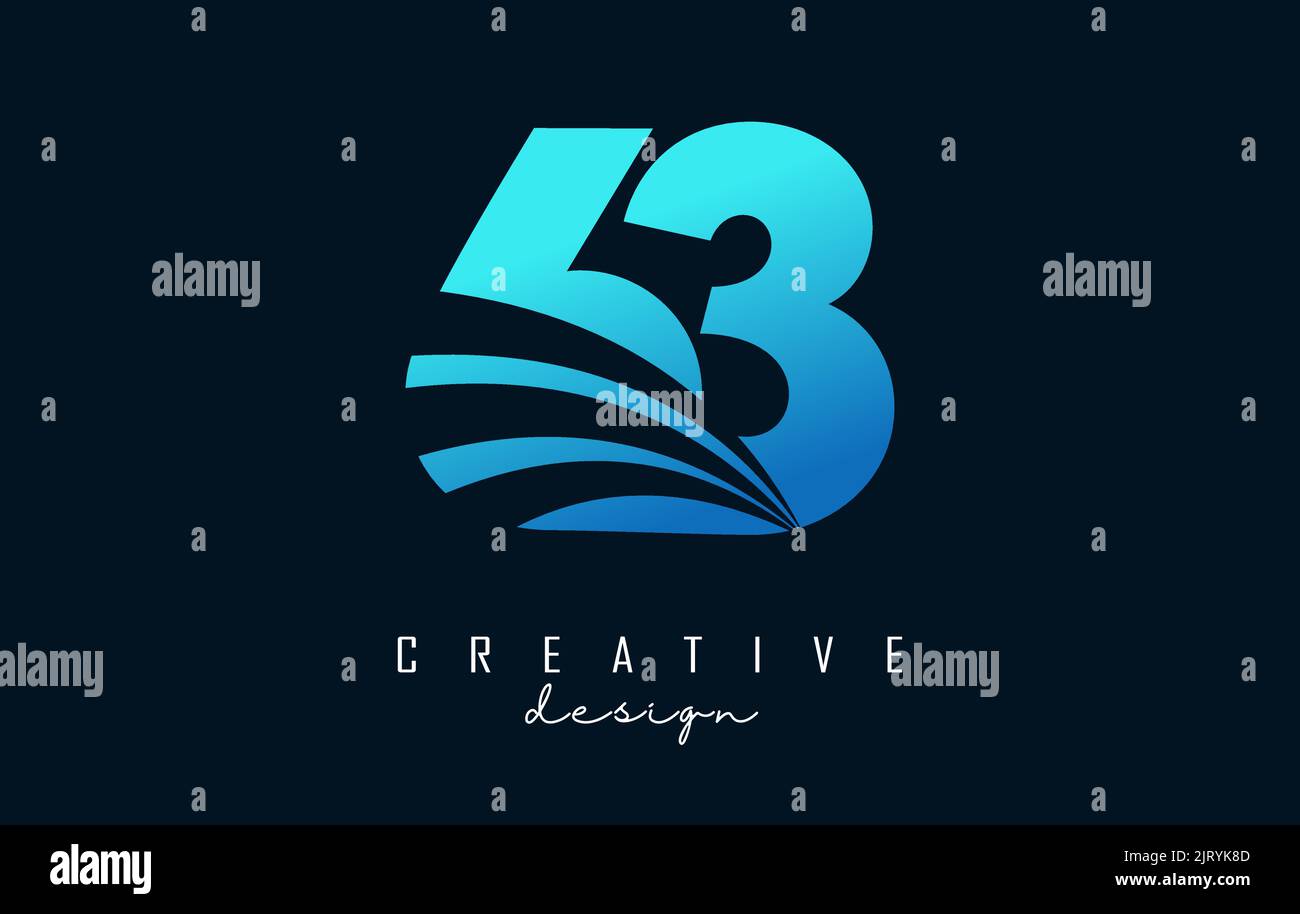Creative number 63 6 3 logo with leading lines and road concept design ...
