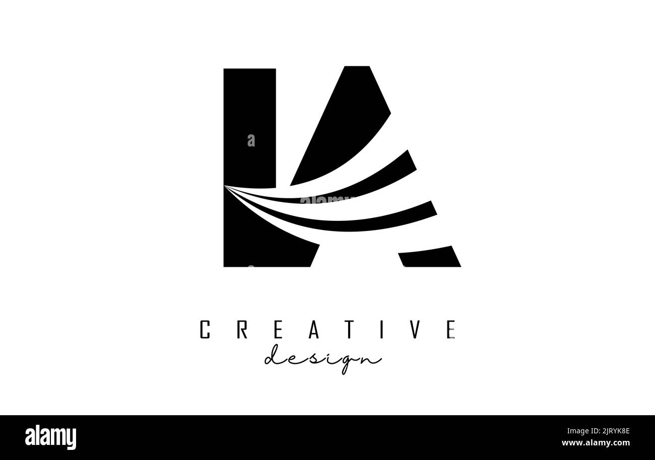 Creative black letter IA i a logo with leading lines and road concept ...