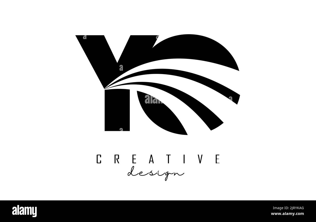 Creative black letter YO y o logo with leading lines and road concept ...