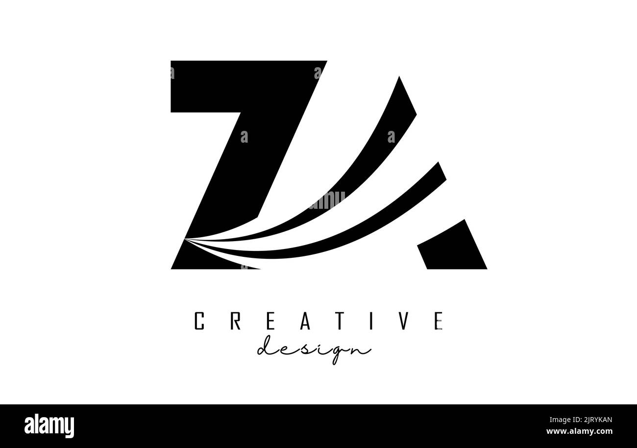 Creative black letter ZA z a logo with leading lines and road concept ...