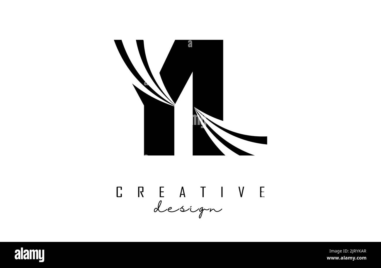 Creative black letter YL y l logo with leading lines and road concept ...