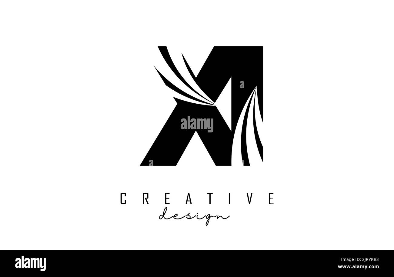 Creative Black Letter Xi X I Logo With Leading Lines And Road Concept Design Letters With