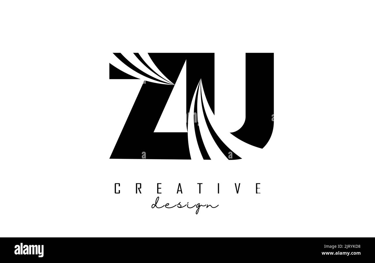Creative black letter Zu z u logo with leading lines and road concept ...