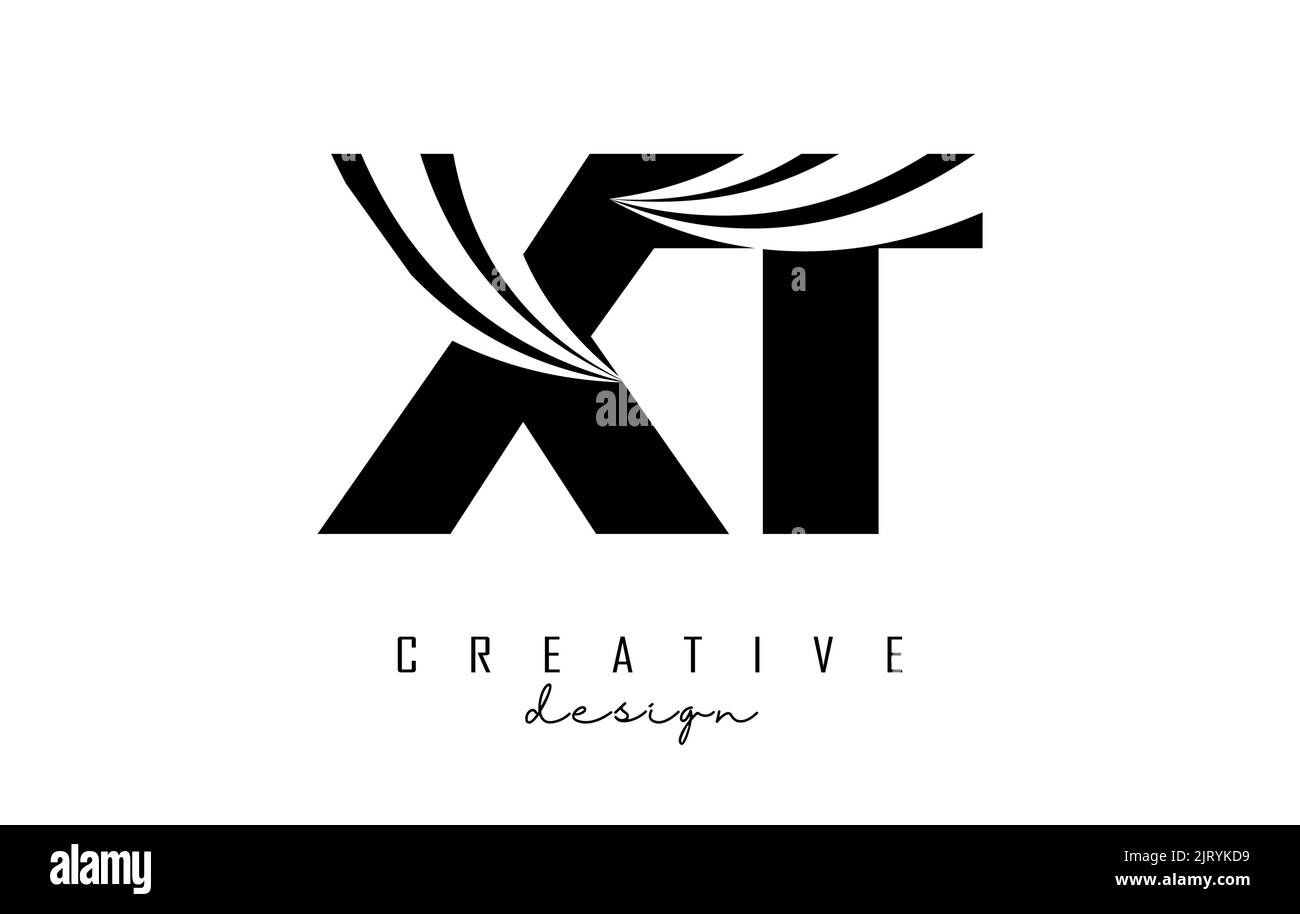 Creative black letter XT x t logo with leading lines and road concept ...