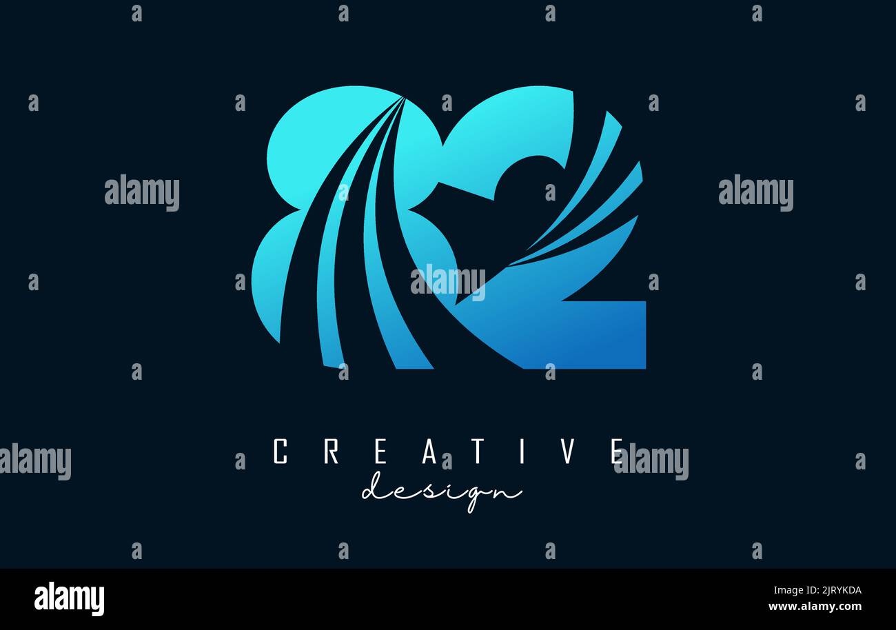 Creative number 82 8 2 logo with leading lines and road concept design ...
