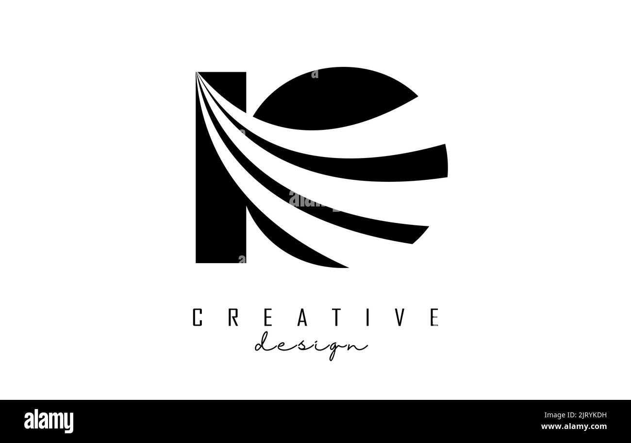 Creative black letter IO i o logo with leading lines and road concept ...