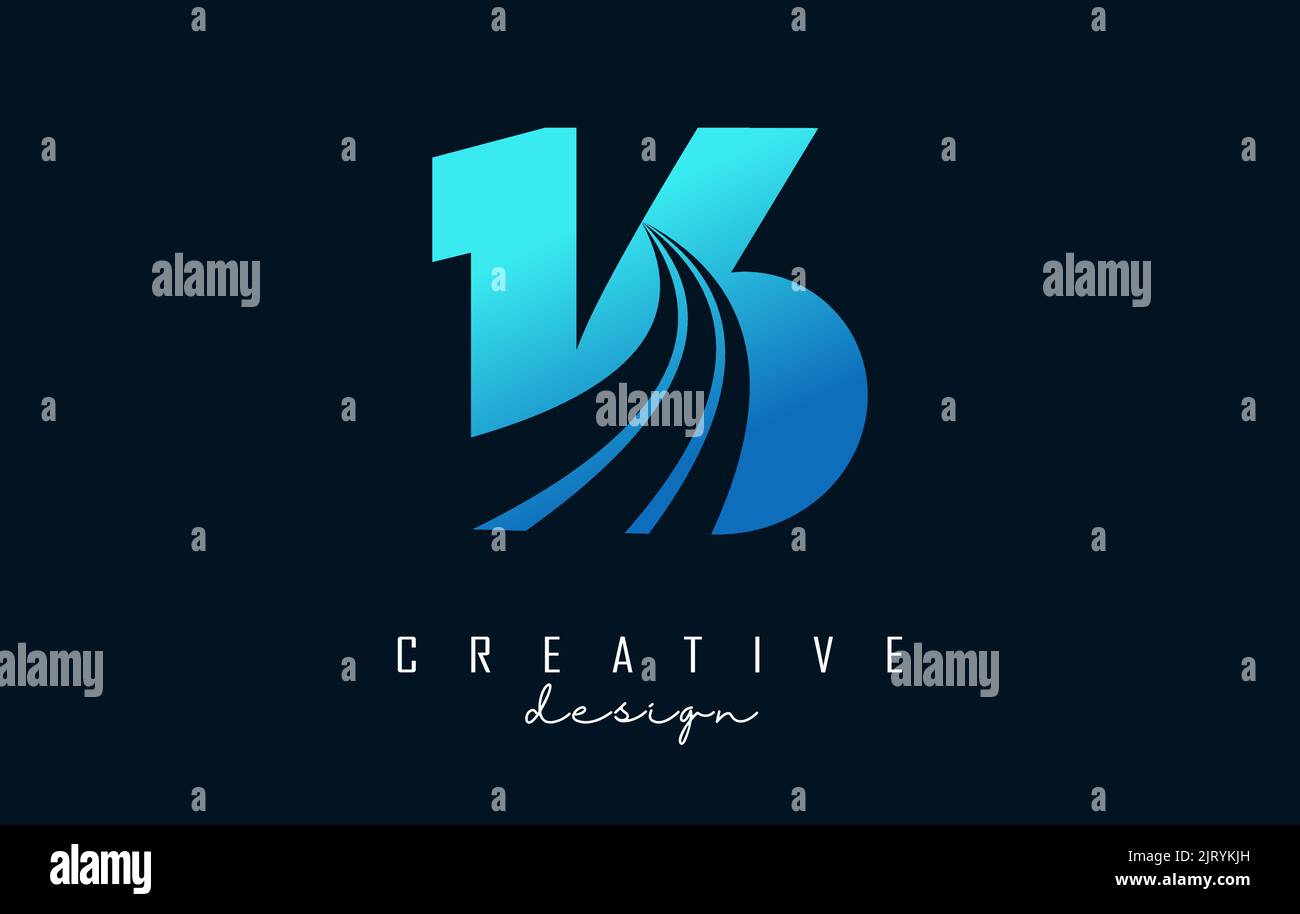 Creative number 16 1 6 logo with leading lines and road concept design ...