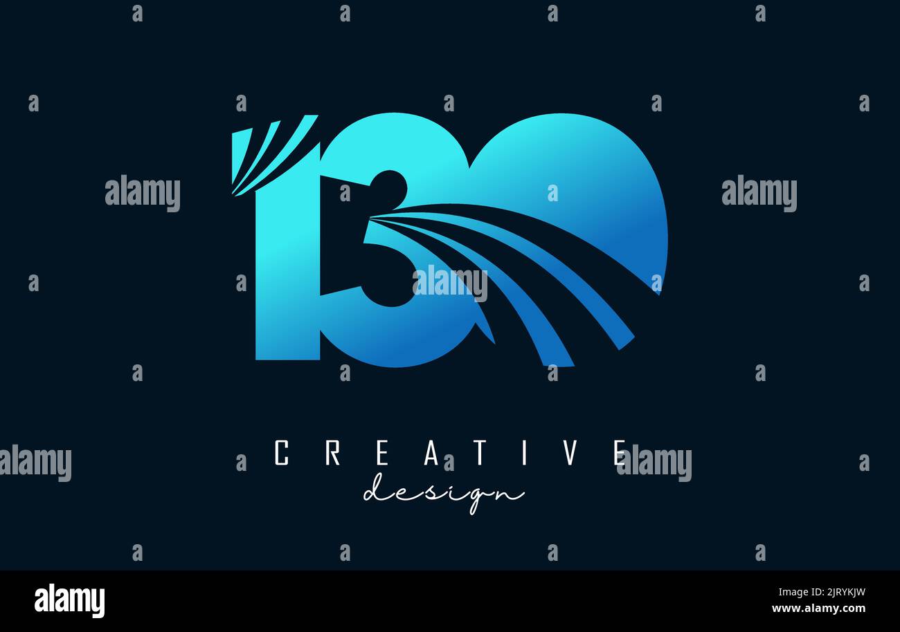 Creative number 130 logo with leading lines and road concept design ...