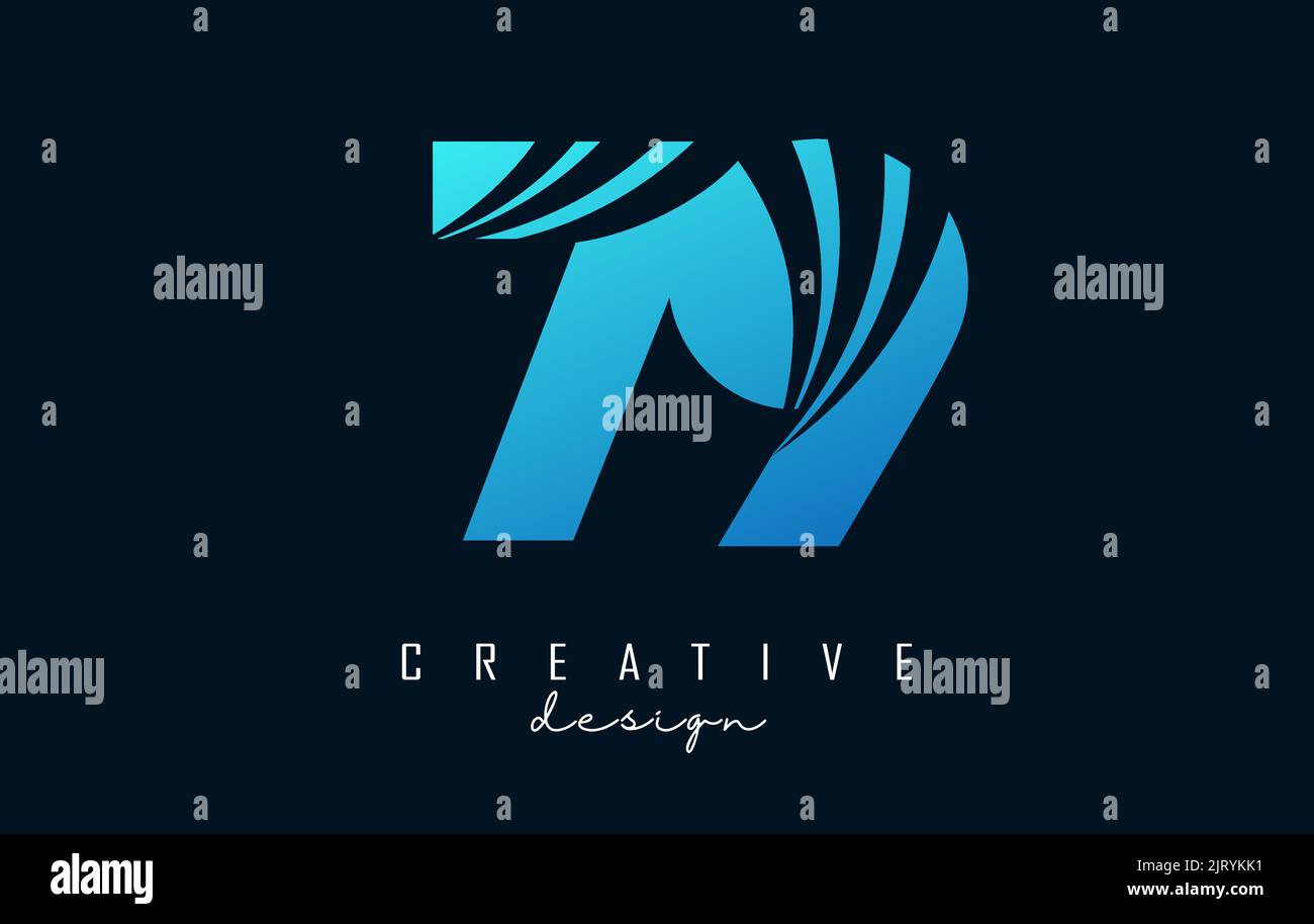 Creative number 79 7 9 logo with leading lines and road concept design ...