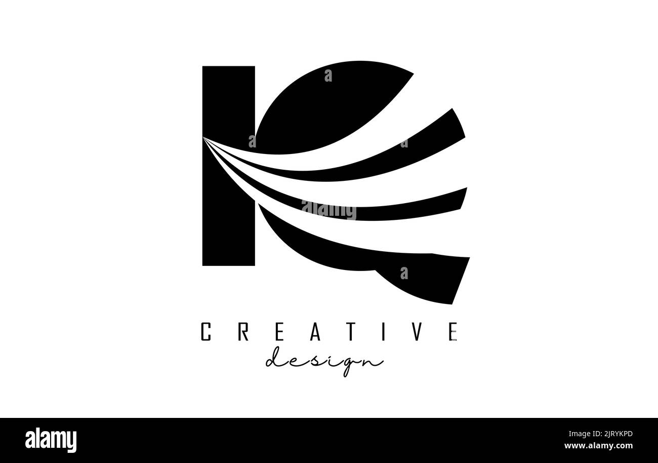 Creative black letter IQ i q logo with leading lines and road concept ...