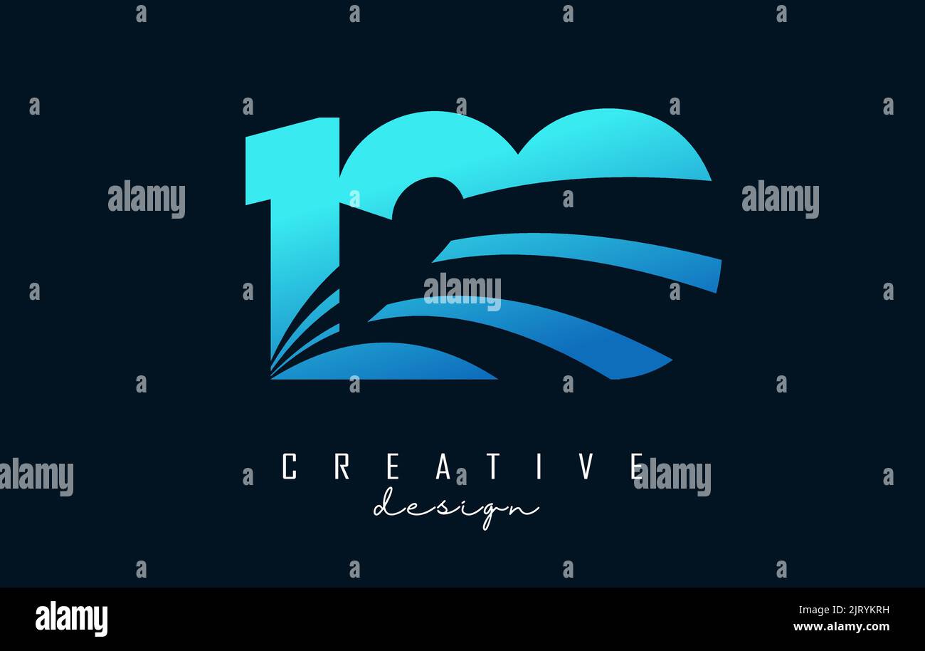 Creative number 120 logo with leading lines and road concept design ...