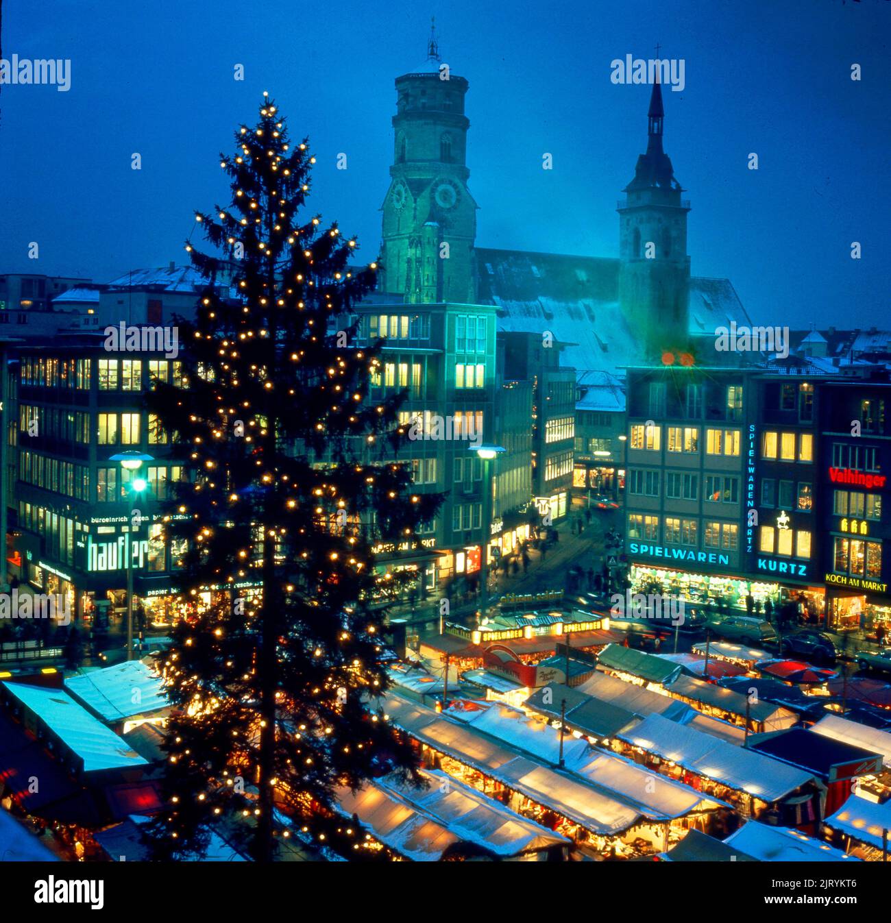 Coloured market beating out, lights, Christmas time, Advent, evening ...