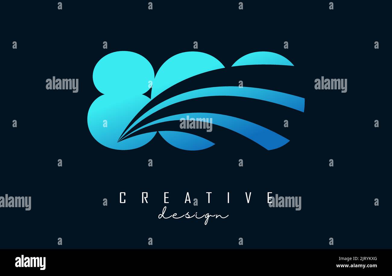 Creative number 800 logo with leading lines and road concept design ...