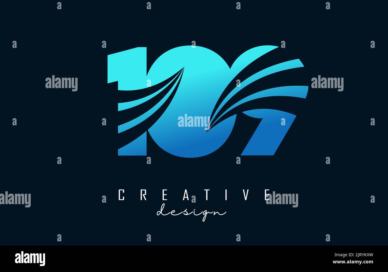 Creative number 109 logo with leading lines and road concept design ...
