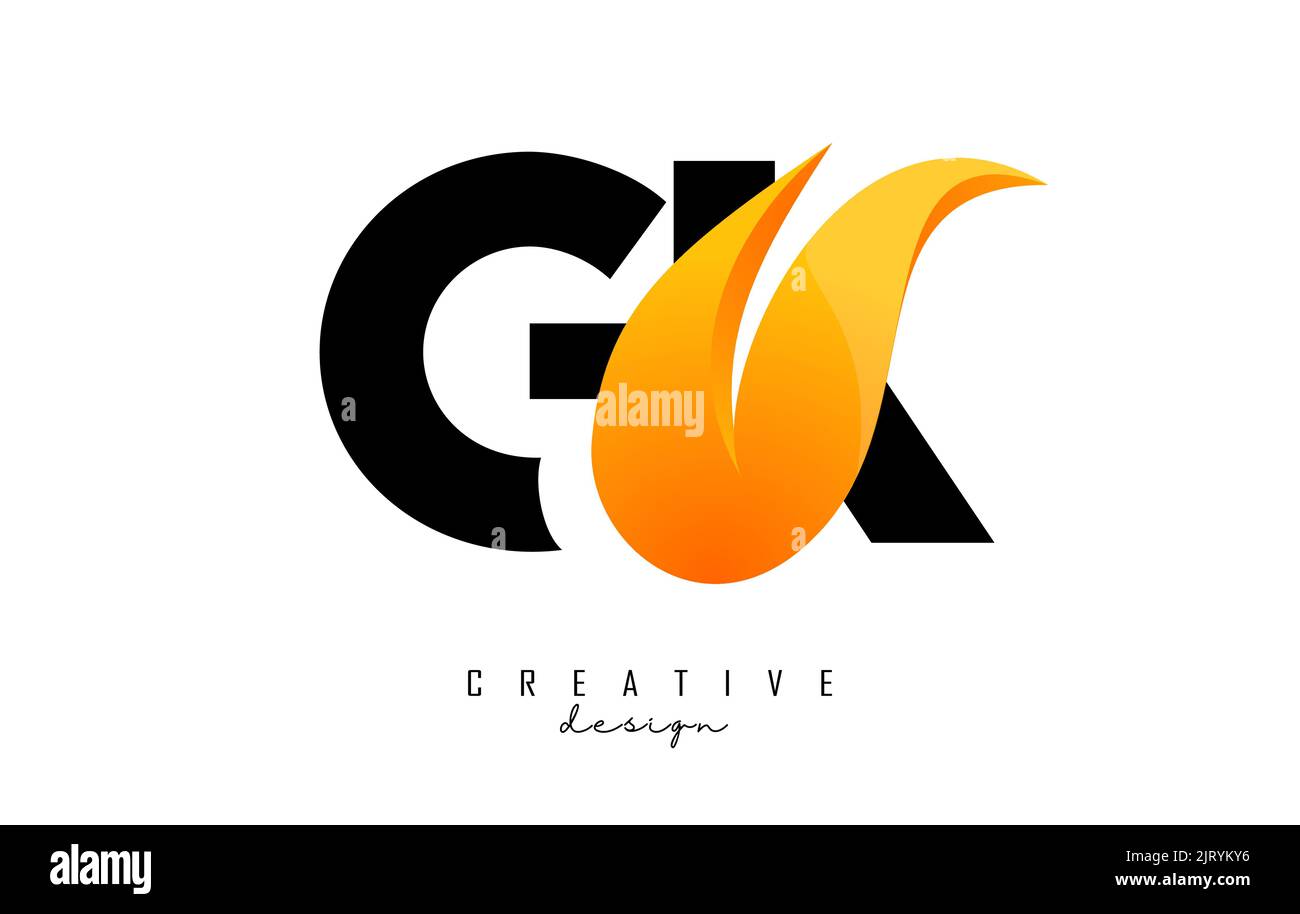 Vector illustration of abstract letters GK g k with fire flames and ...