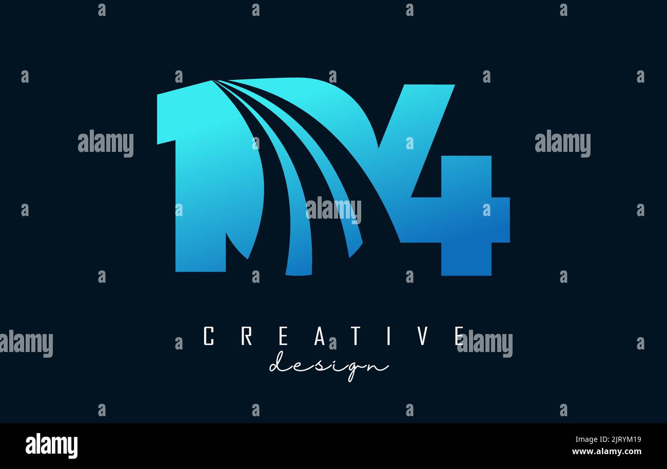 Creative number 104 logo with leading lines and road concept design ...