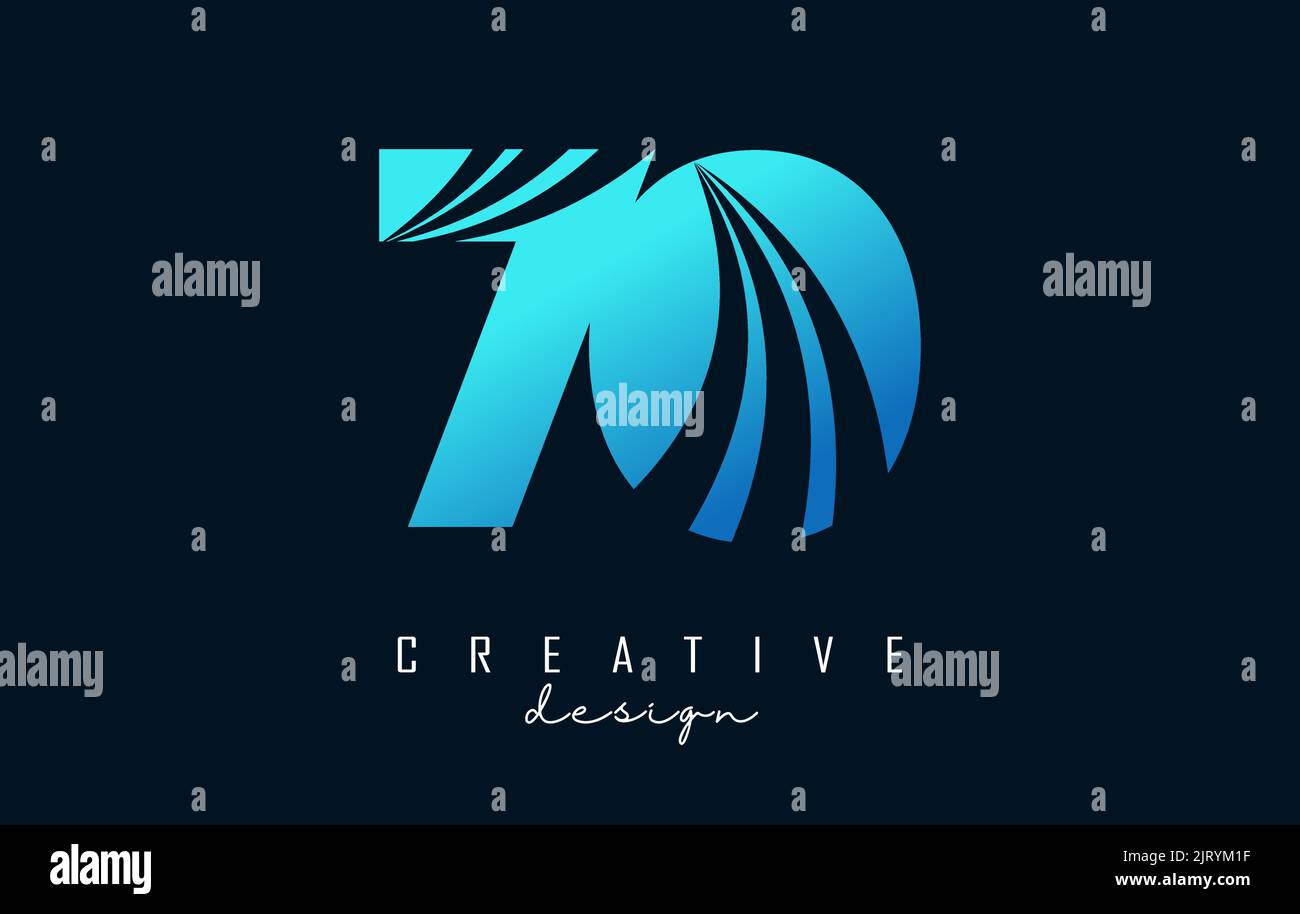 Creative number 70 7 0 logo with leading lines and road concept design ...