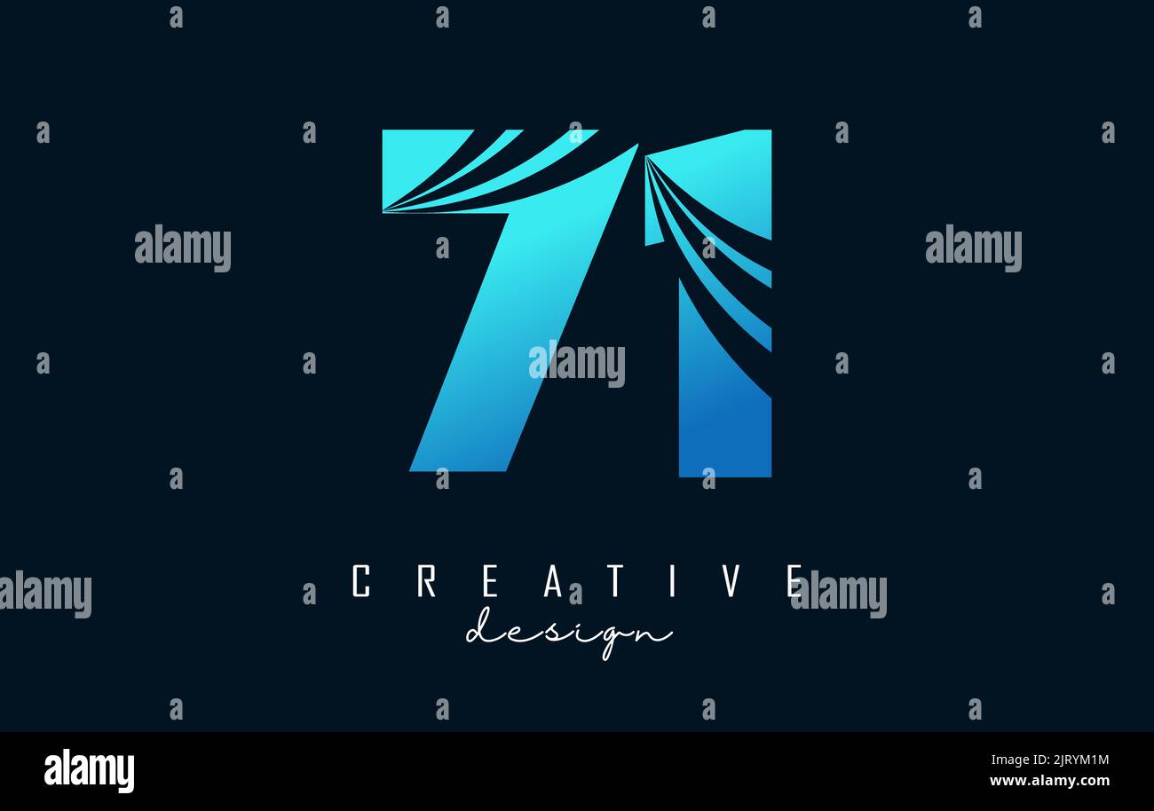 Creative number 71 7 1 logo with leading lines and road concept design ...