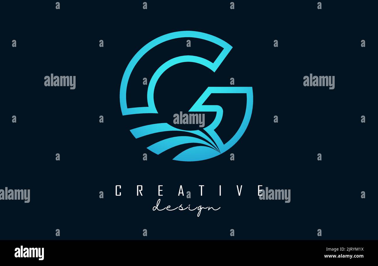 Outline Creative letter G logo with leading lines and road concept ...