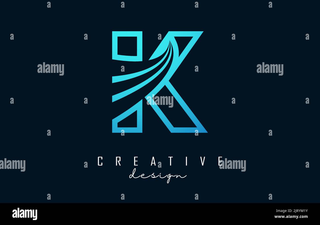 Outline Creative letter K logo with leading lines and road concept ...