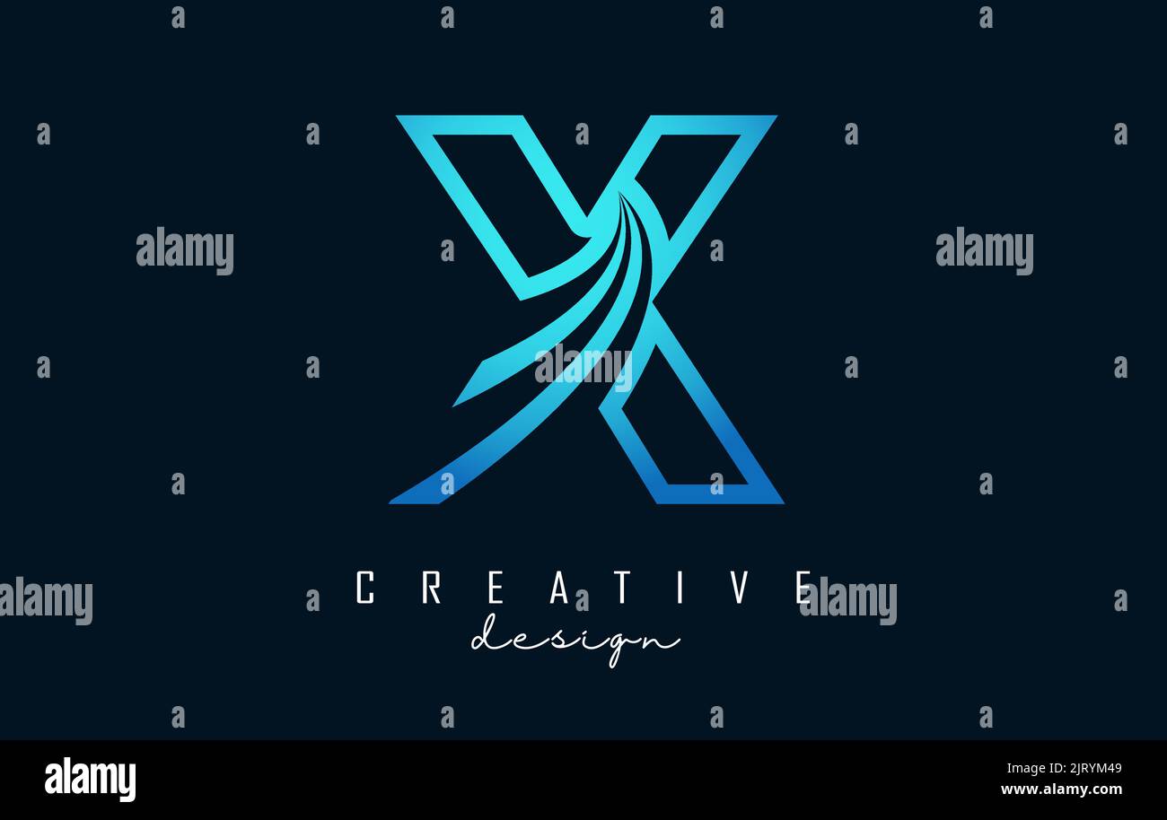 Outline Creative letter X logo with leading lines and road concept ...