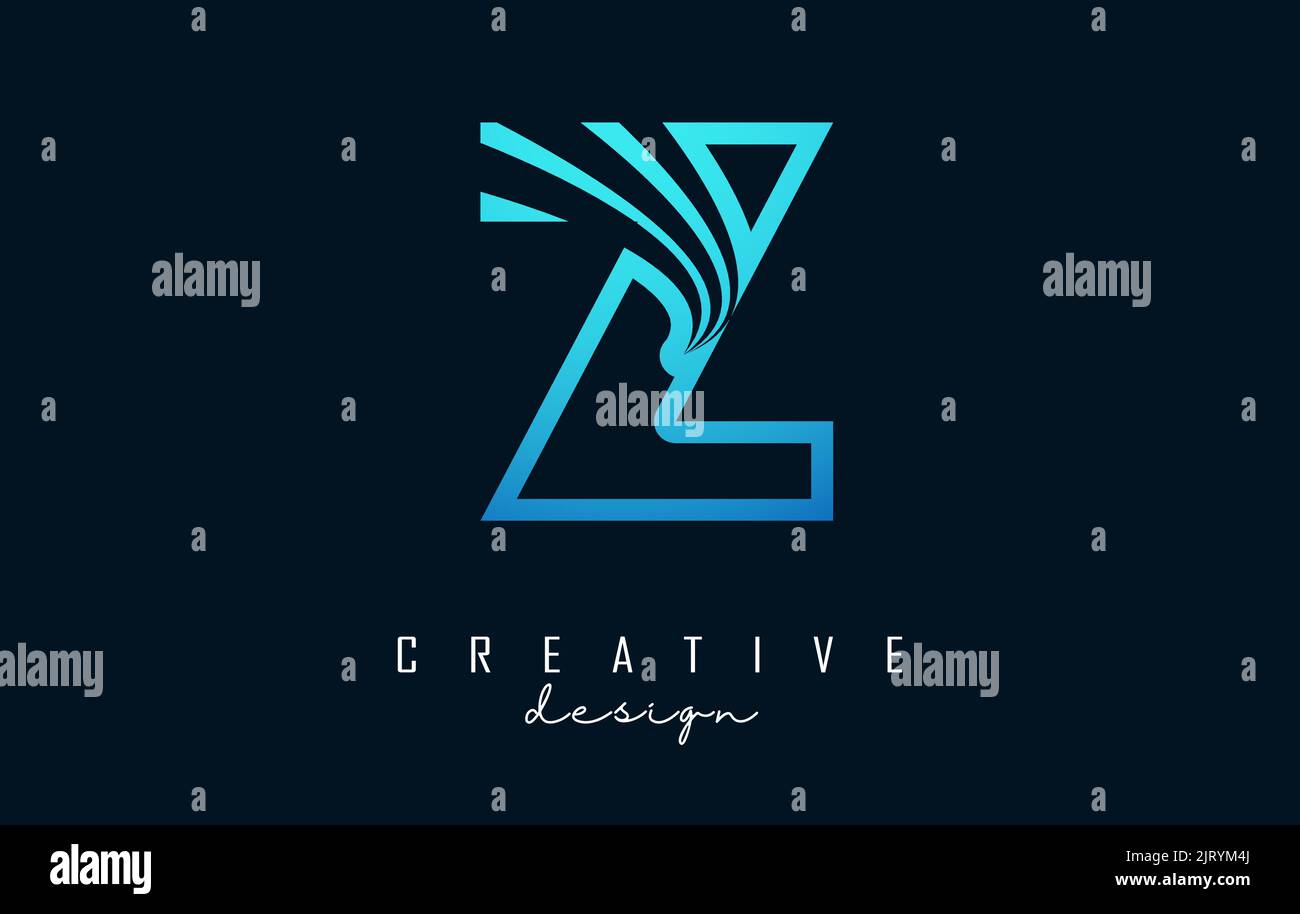 Outline Creative letter Z logo with leading lines and road concept ...