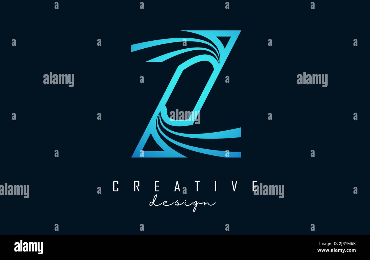 Outline Creative letter Z logo with leading lines and road concept ...
