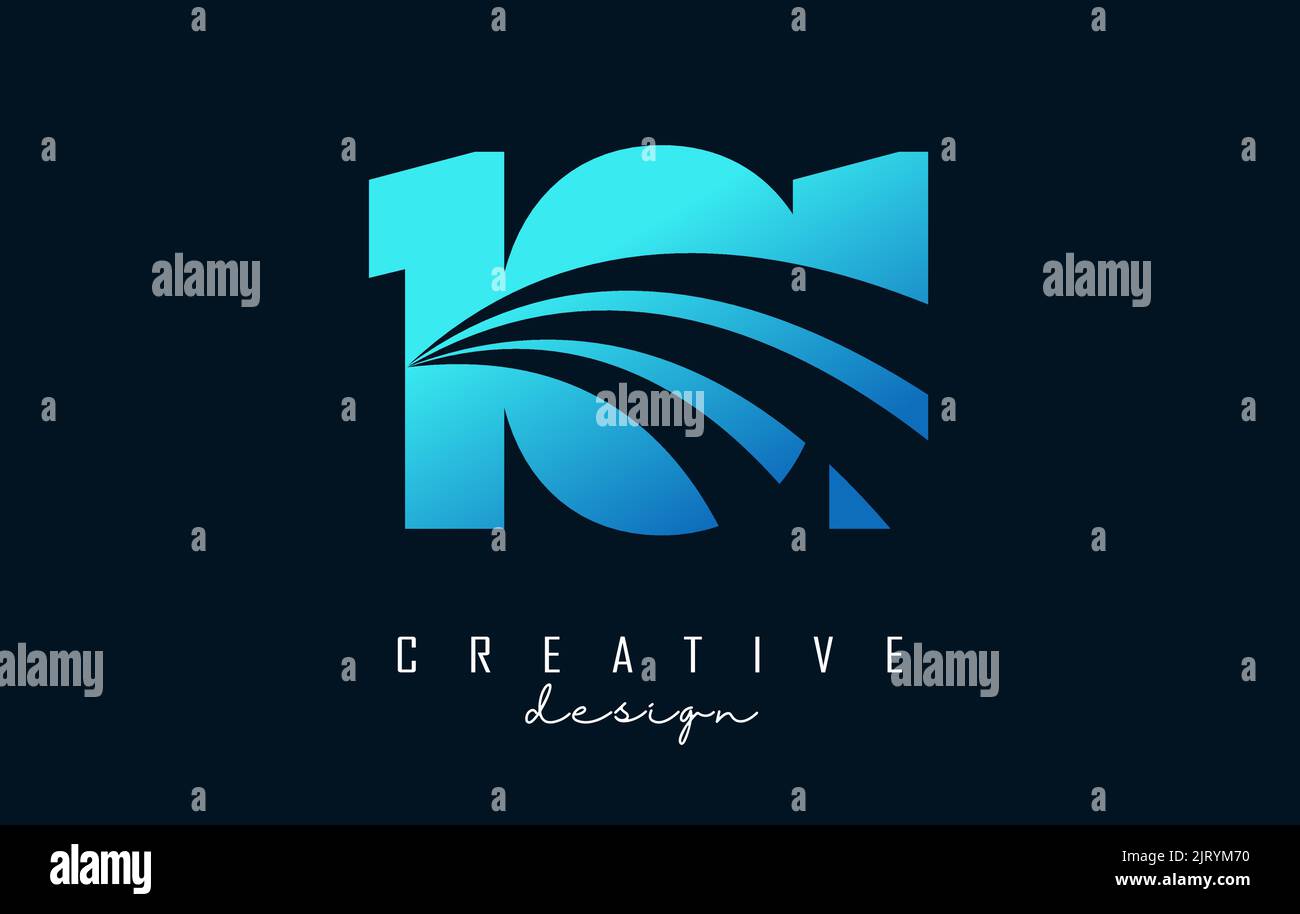 Creative number 101 logo with leading lines and road concept design ...