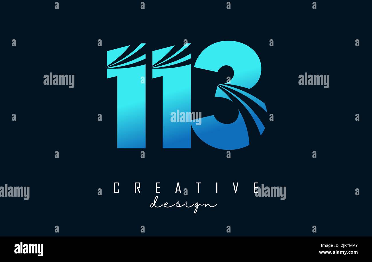 Creative number 113 logo with leading lines and road concept design ...