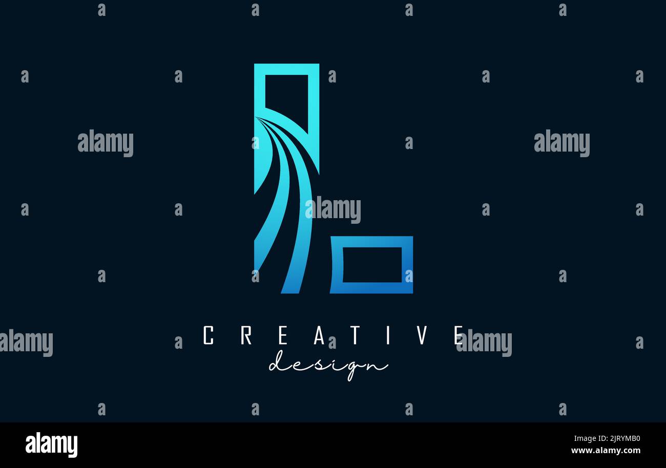 Outline Creative letter L logo with leading lines and road concept ...