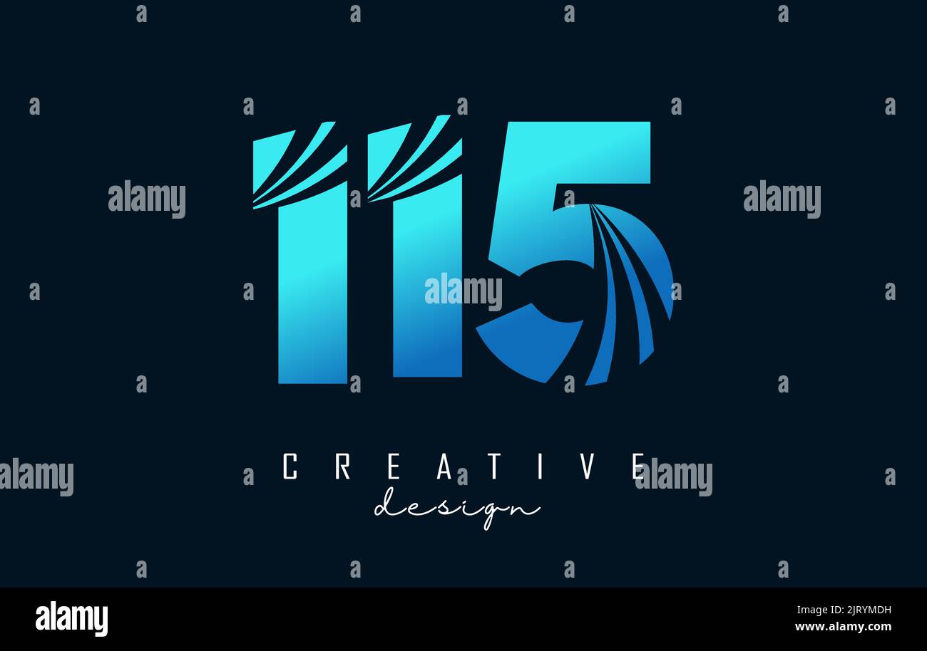 Creative number 115 logo with leading lines and road concept design ...