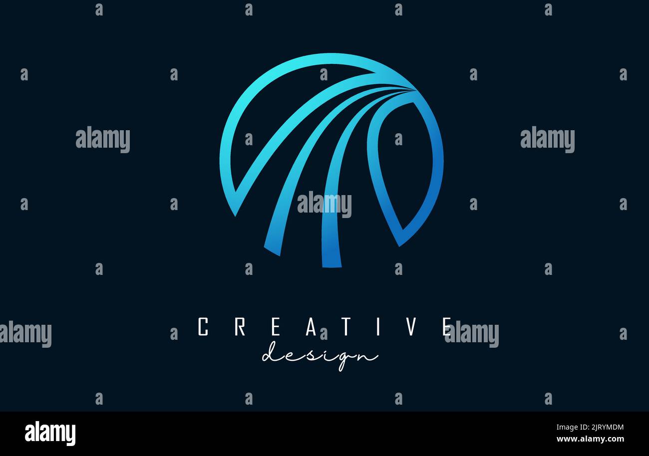 Outline Creative letter O logo with leading lines and road concept ...