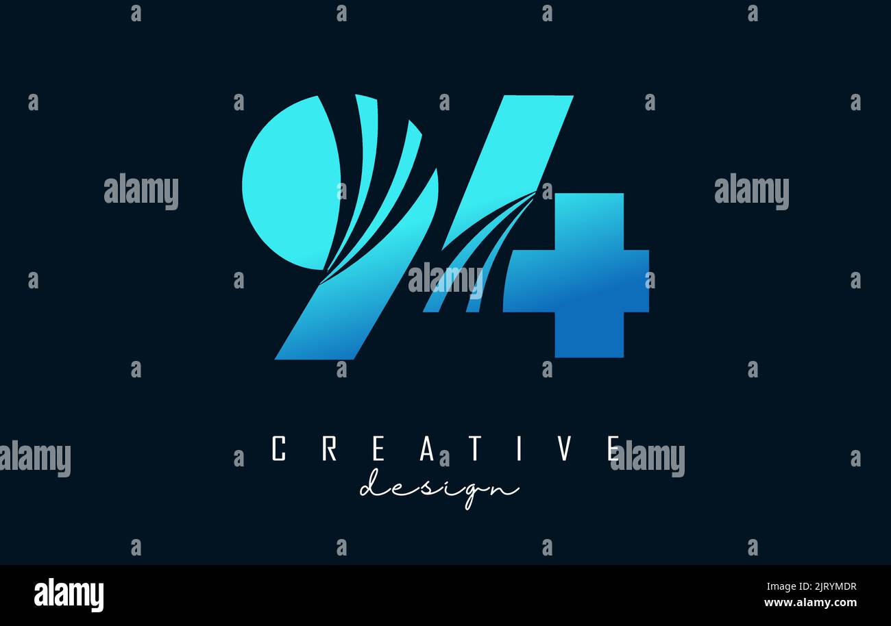 Creative number 94 9 4 logo with leading lines and road concept design ...