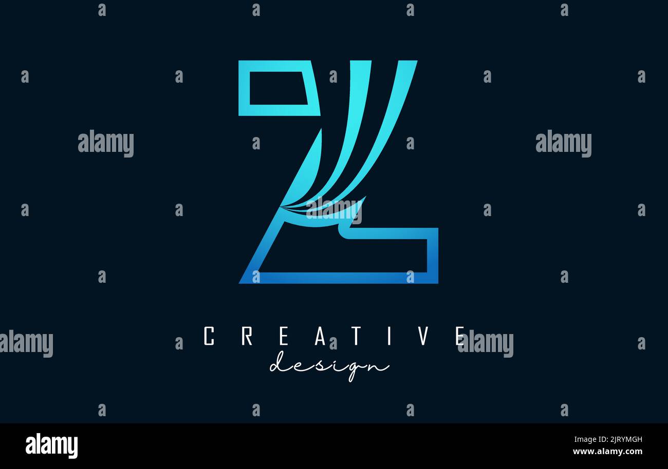 Outline Creative letter Z logo with leading lines and road concept design. Letter Z with ...