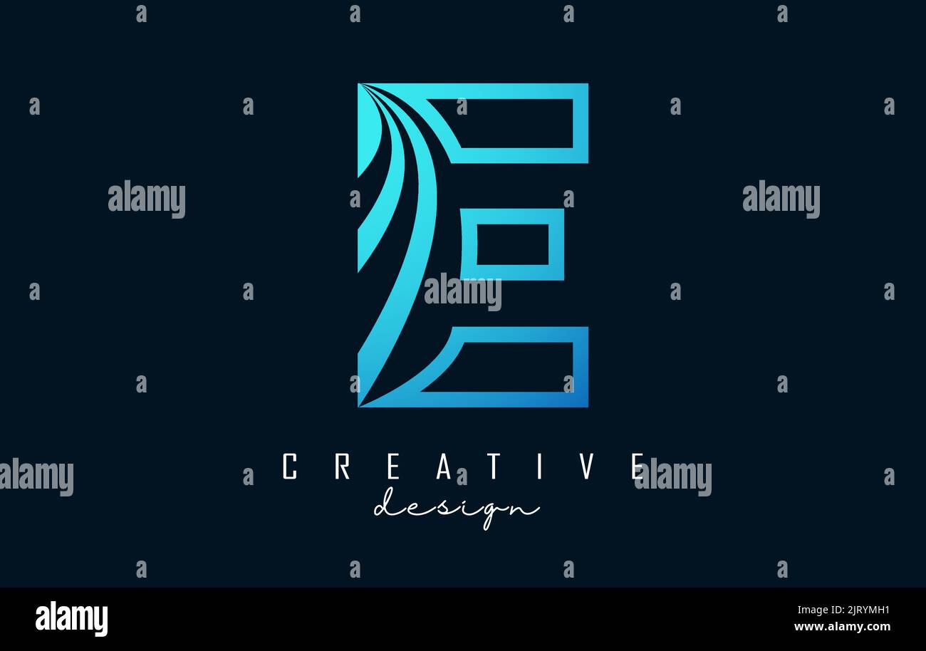 Outline Creative letter E logo with leading lines and road concept ...