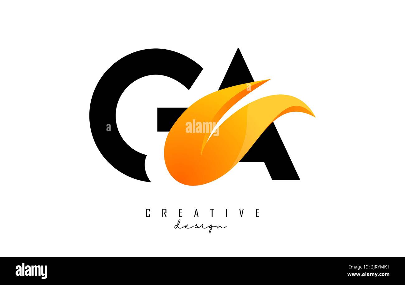 Vector illustration of abstract letters GA g a with fire flames and ...