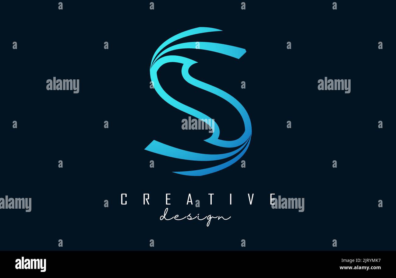 Outline Creative letter S logo with leading lines and road concept ...