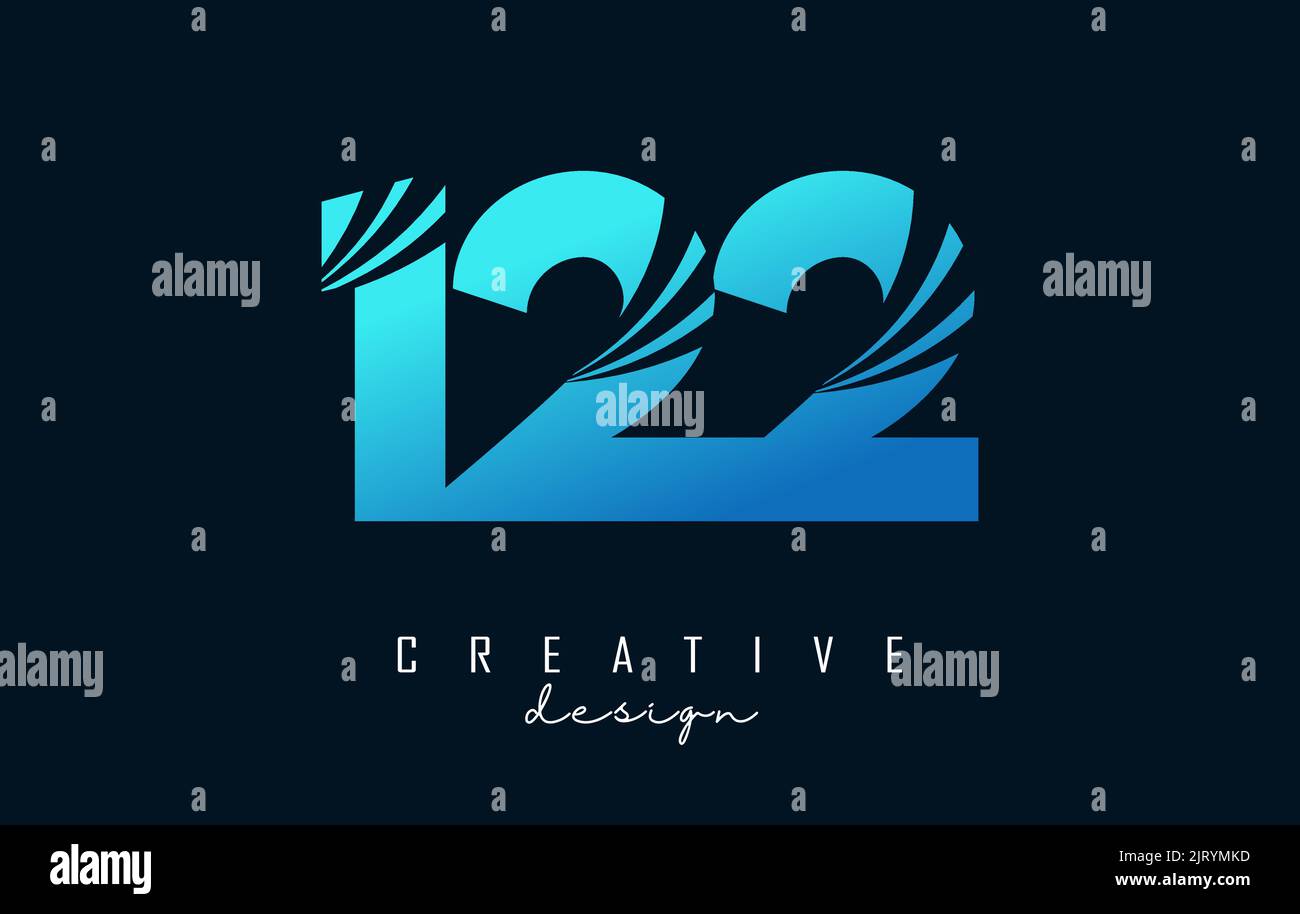 Creative number 122 logo with leading lines and road concept design ...