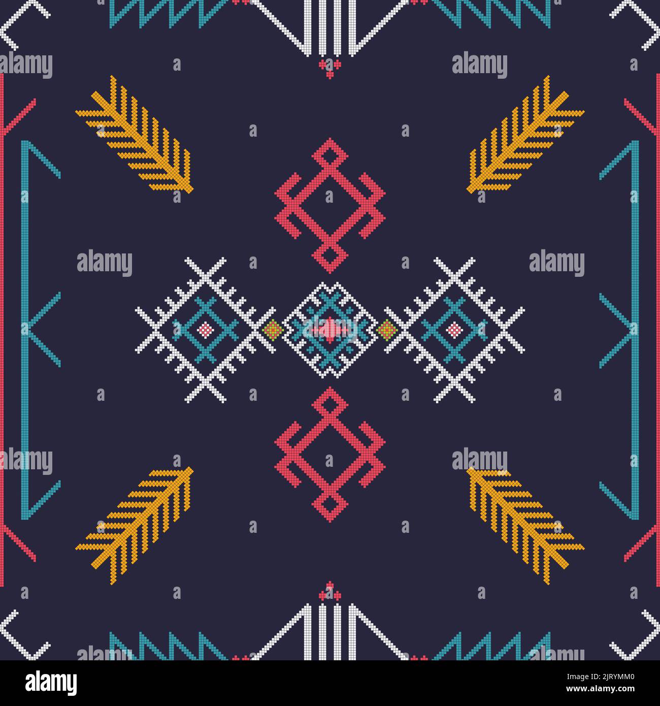 Traditional Berber embroidery seamless pattern, vector illustration ...