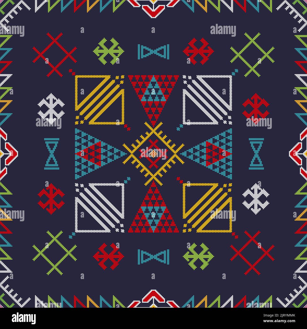 Traditional Berber embroidery seamless pattern, vector illustration ...