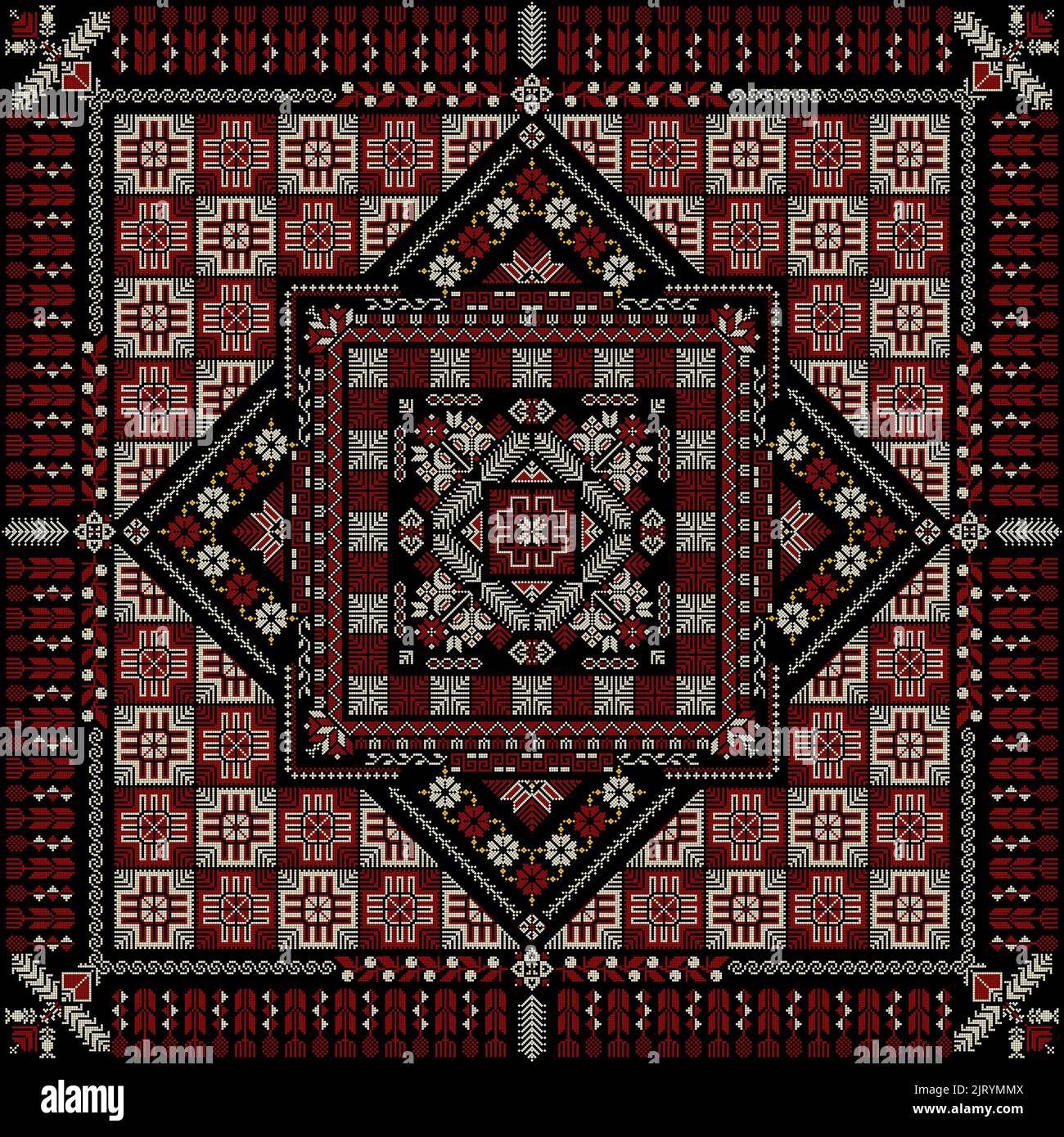 Embroidery Tatreez pattern, Palestinian fashion vector ornament Stock ...