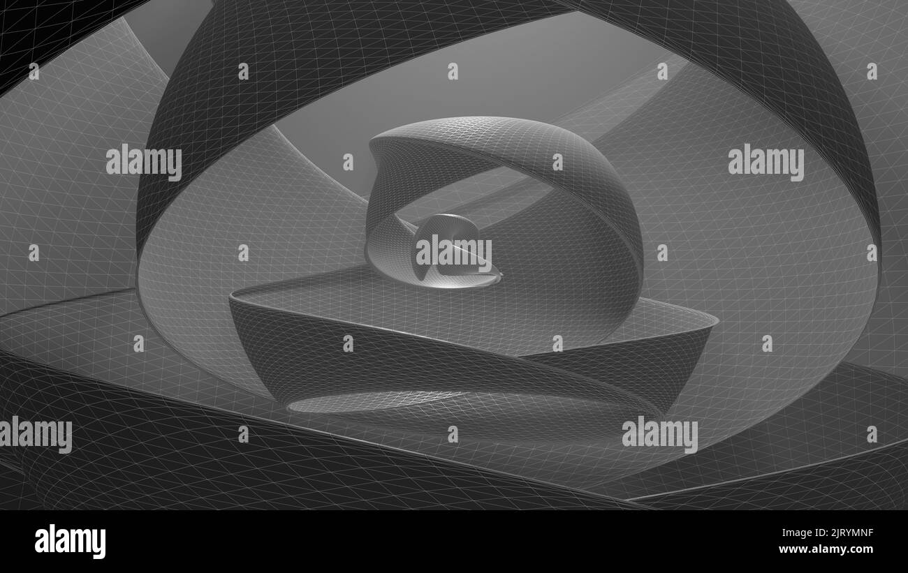 Rendered Simple 3d Scene Of Modified Spiral Object As The Embodiment Of Magnificent