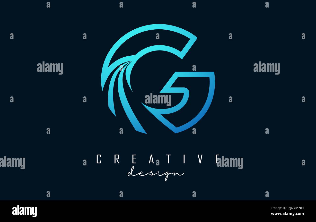 Outline Creative letter G logo with leading lines and road concept ...