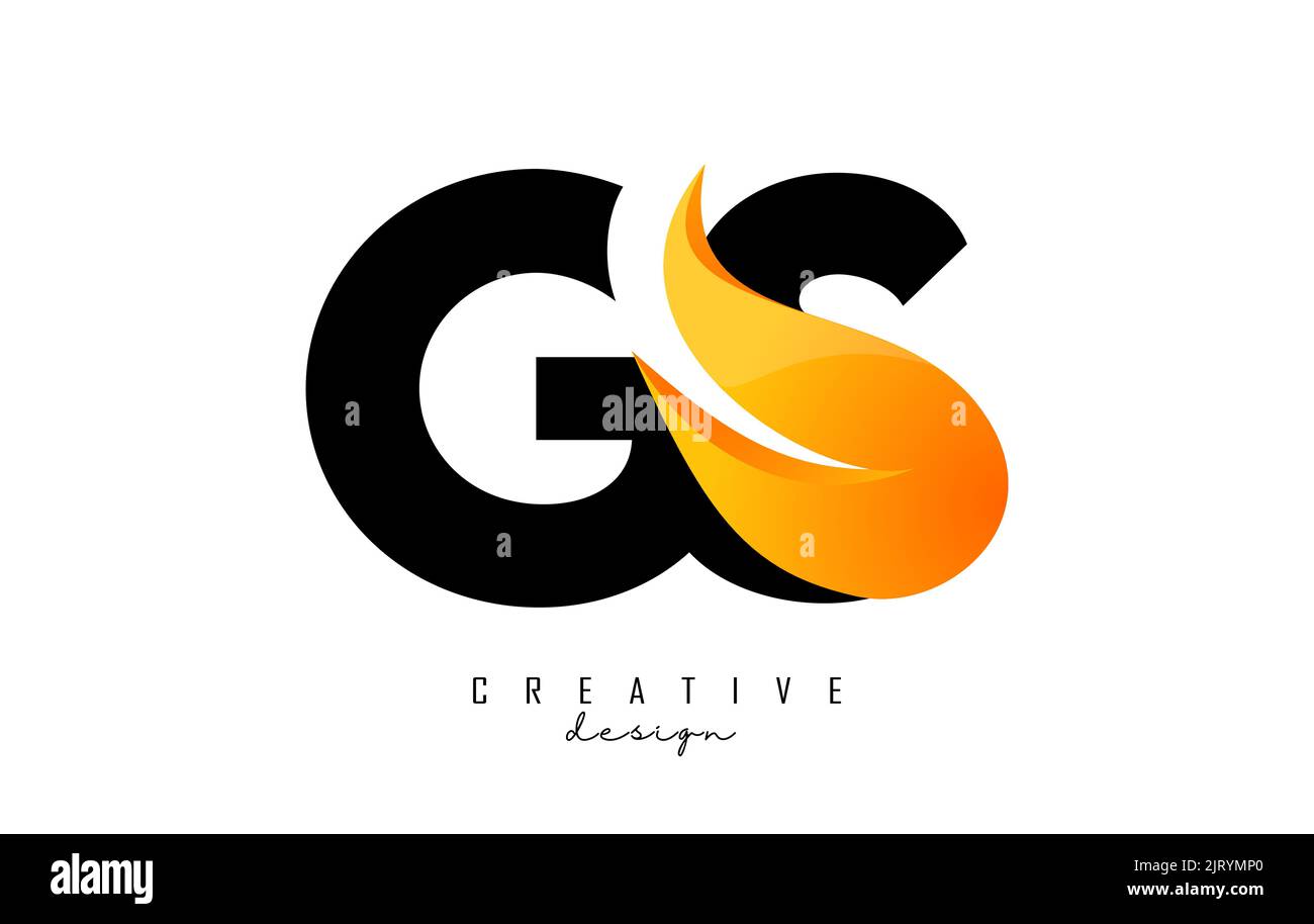 Vector illustration of abstract letters GS g s with fire flames and ...