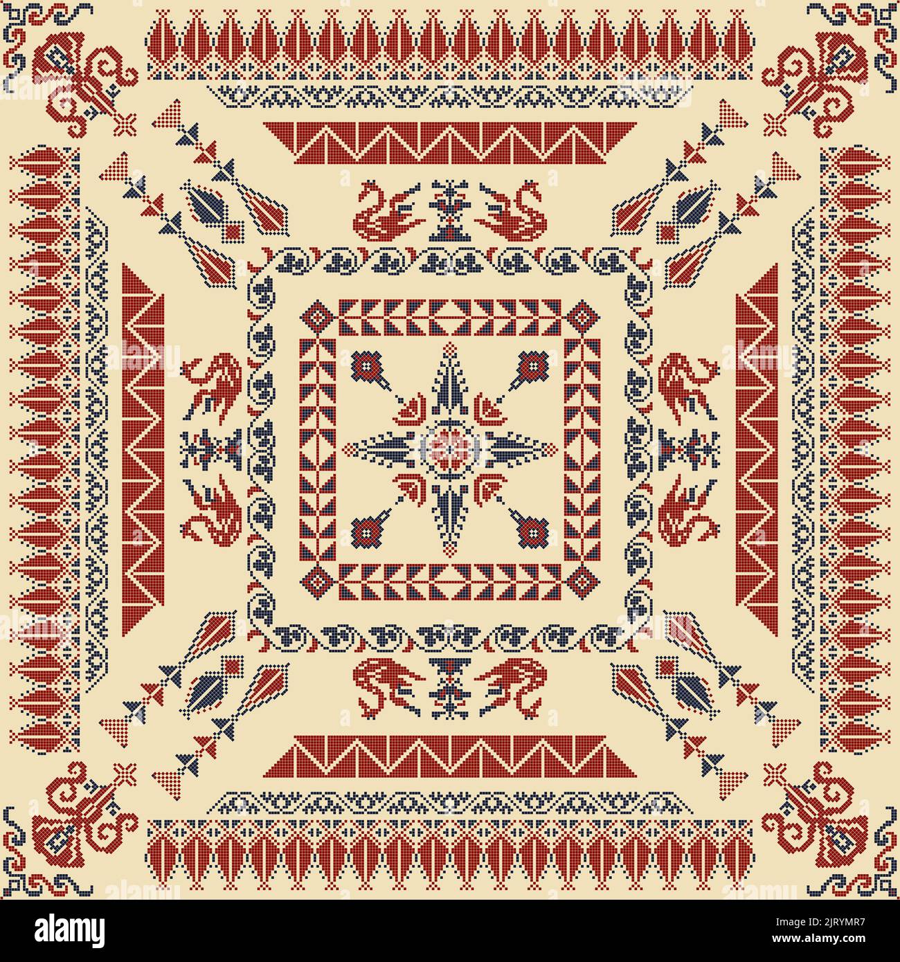 Embroidery Tatreez pattern, Palestinian fashion vector ornament Stock ...