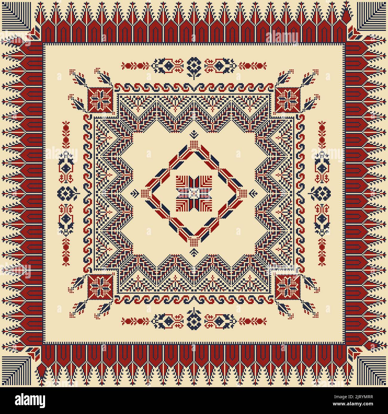 Embroidery Tatreez pattern, Palestinian fashion vector ornament Stock ...