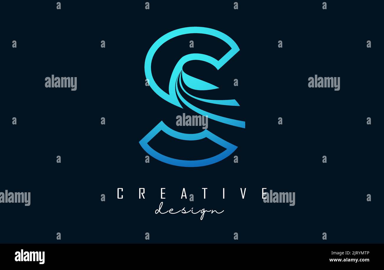 Outline Creative letter S logo with leading lines and road concept ...